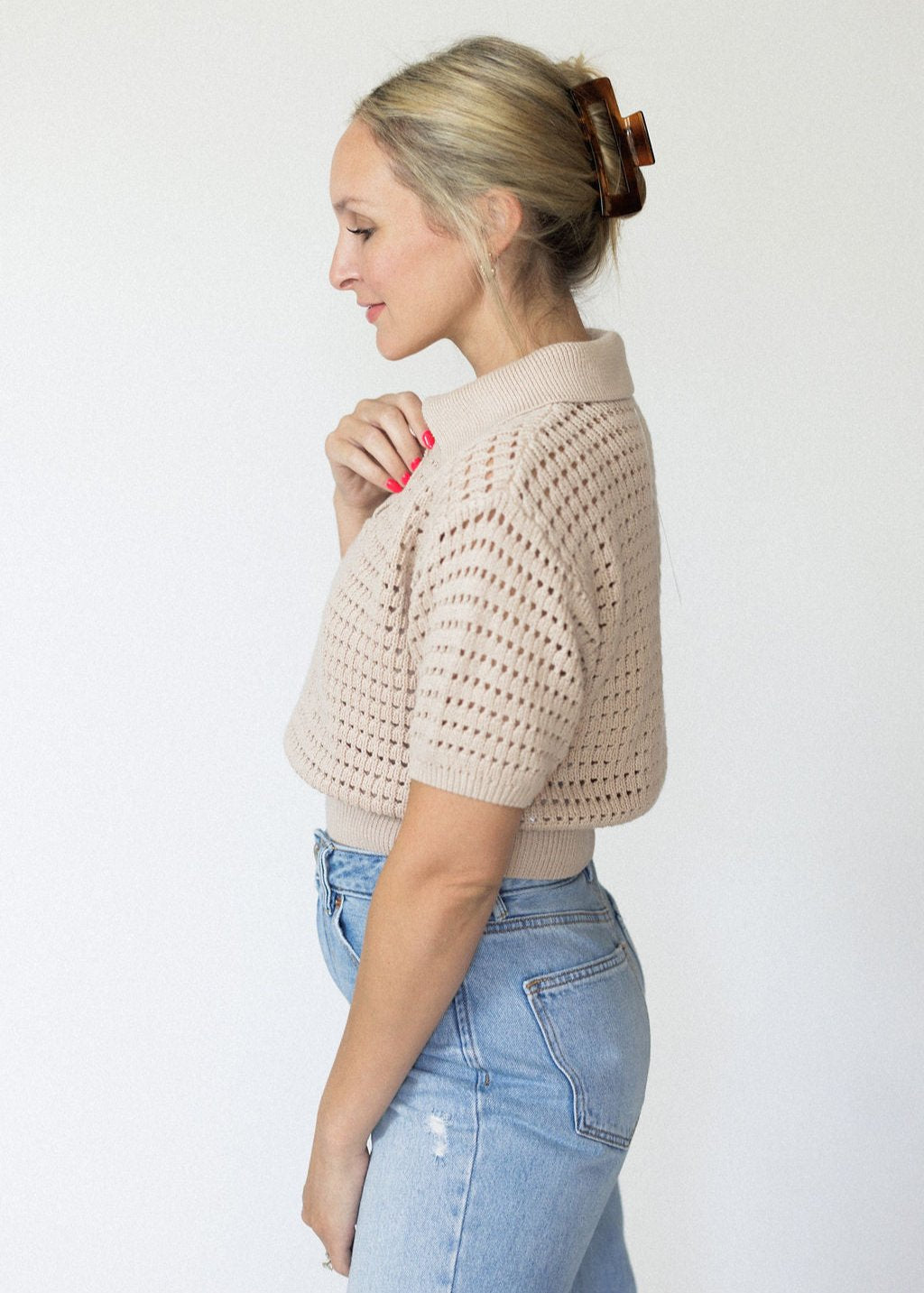 Crocheted Collared Top – Gil Collections